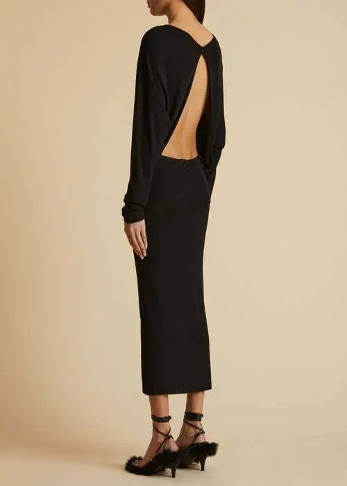 Khaite Trina Long-sleeved Open-back Midi Dress