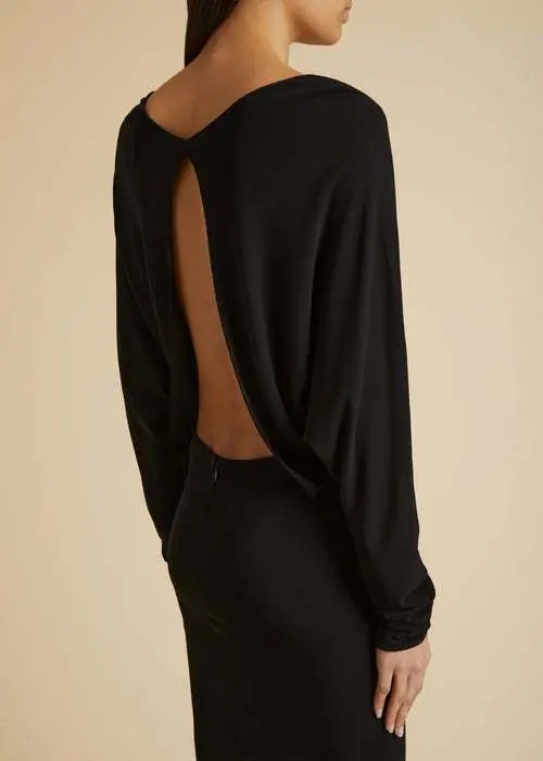 Khaite Trina Long-sleeved Open-back Midi Dress