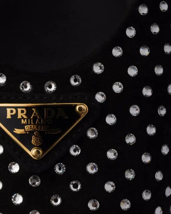 Prada Embellished Buckle Ballerina Flats - Crystal