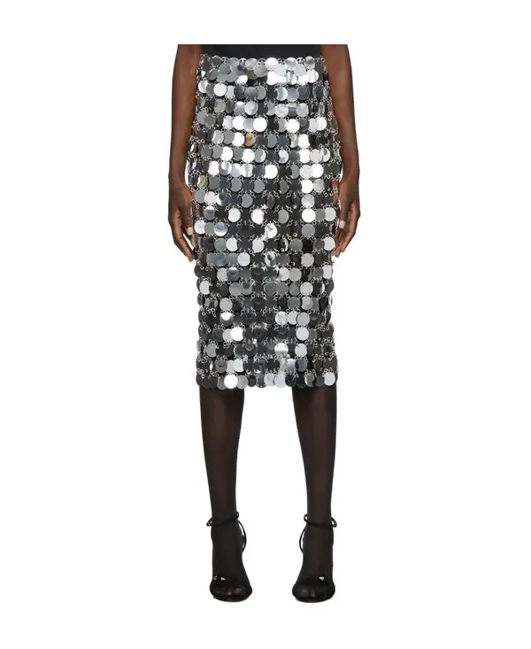 Rabanne Mirror-effect Sequin Midi Skirt - Black