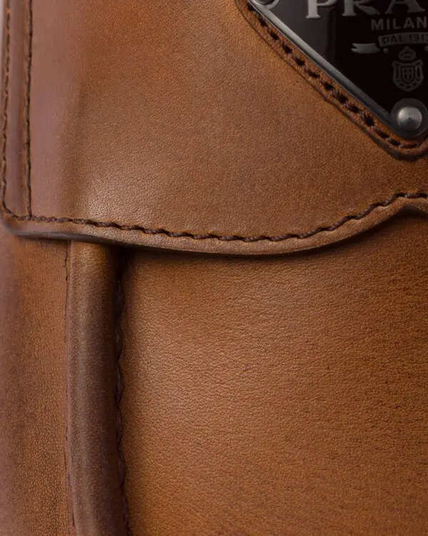 Prada Triangle-logo Loafers - Cognac