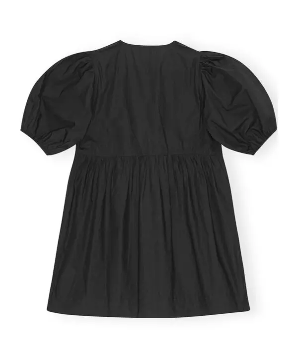 GANNI Poplin Tie String Mini Dress - Black