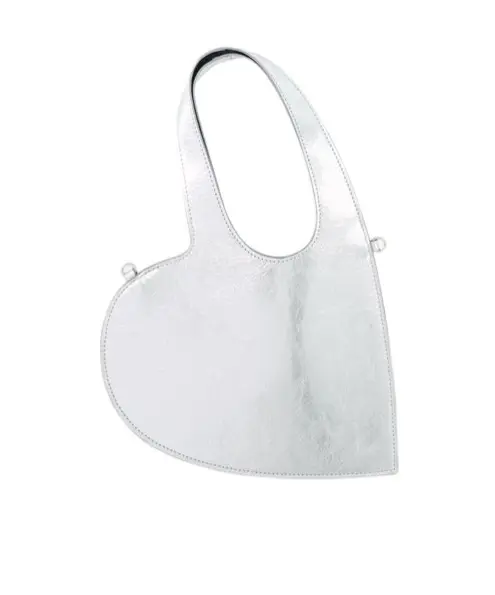 Coperni Metallic Effect Mini Heart Tote Bag - Silver