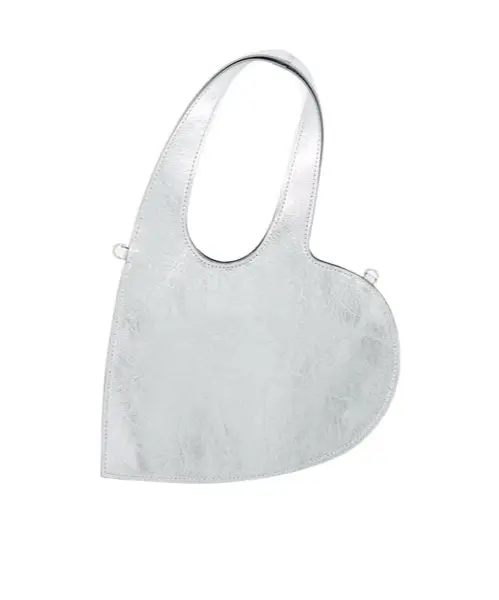 Coperni Metallic Effect Heart Mini Tote Bag - Silver