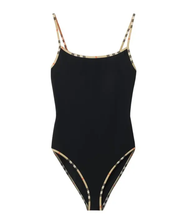 Burberry Check Trim One-piece Swimsuit - Black