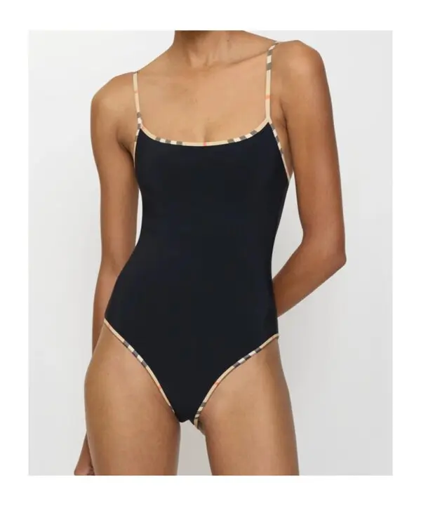 Burberry Check Trim One-piece Swimsuit - Black