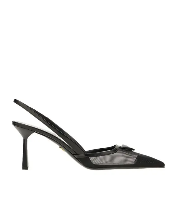 Prada Mesh Panelled Slingback Pumps