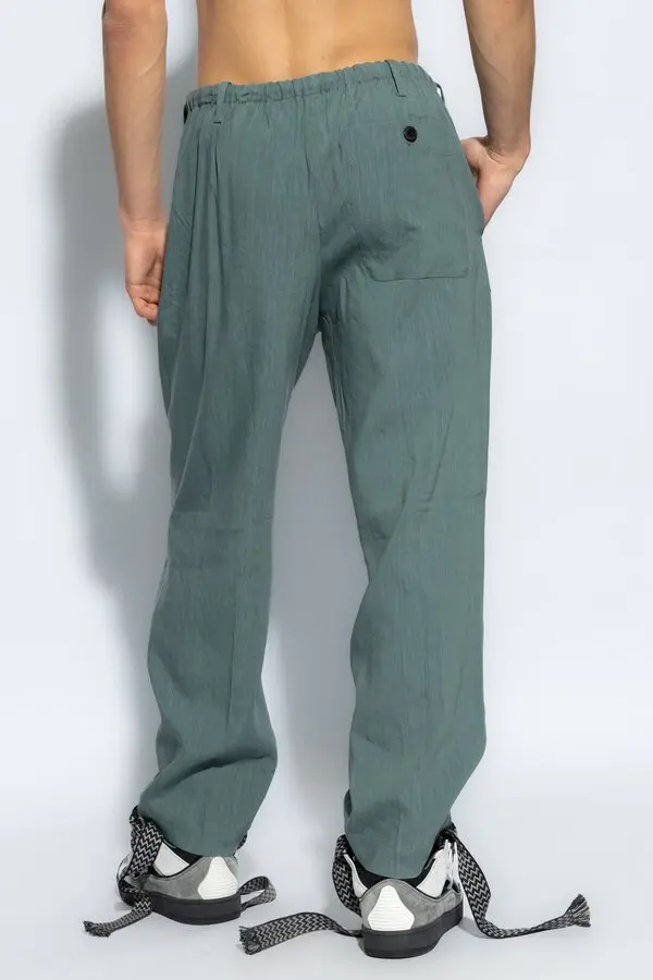 Dries Van Noten Cropped Drawstring Waist Trousers - Green
