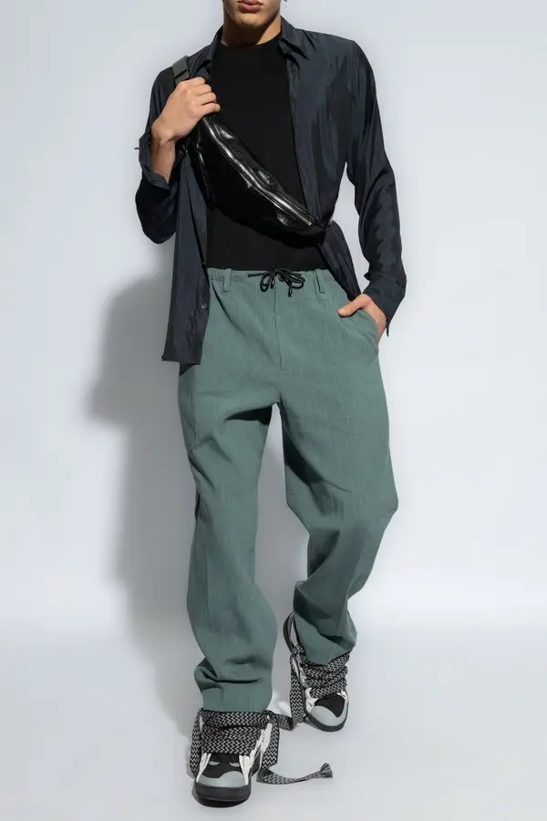 Dries Van Noten Cropped Drawstring Waist Trousers - Green