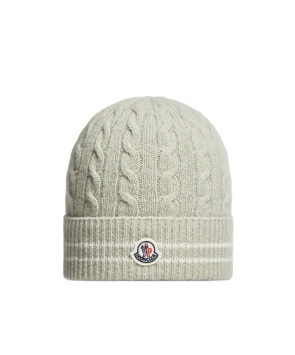 Moncler Stripe-trimmed Wool Beanie - Light Green