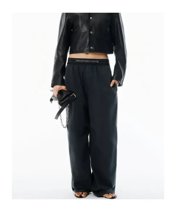 Alexander Wang Logo Waistband Wide Leg Pants
