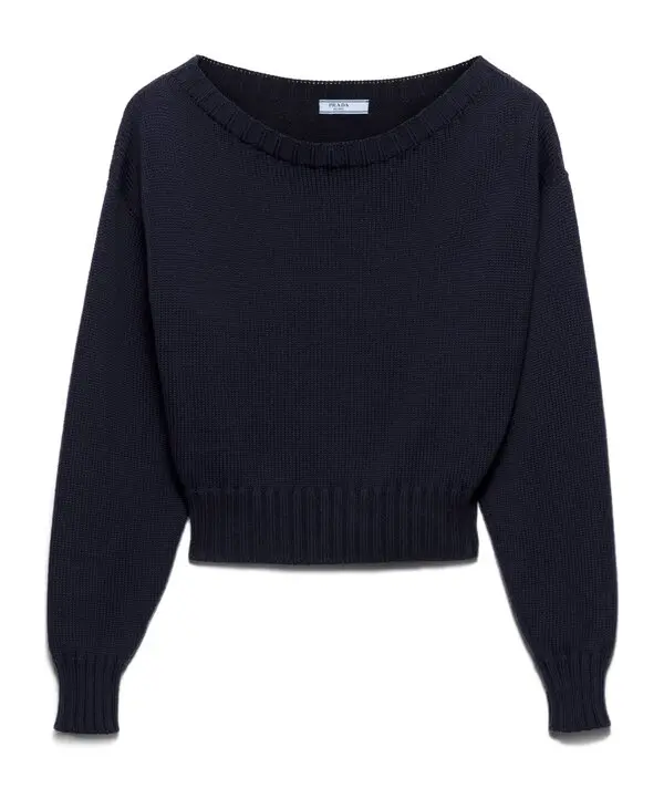 Prada Boat Neck Ribbed Jumper