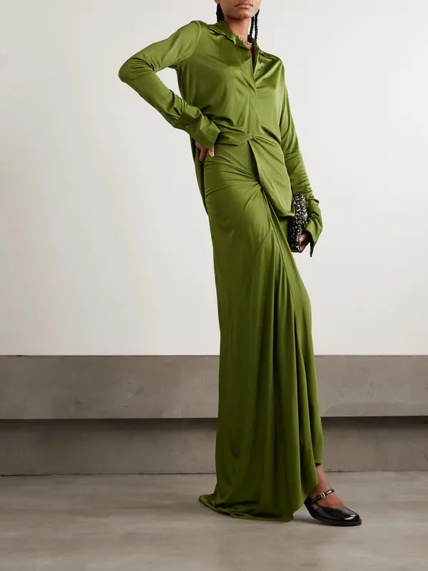 Dries Van Noten Pleated Knit Maxi Dress