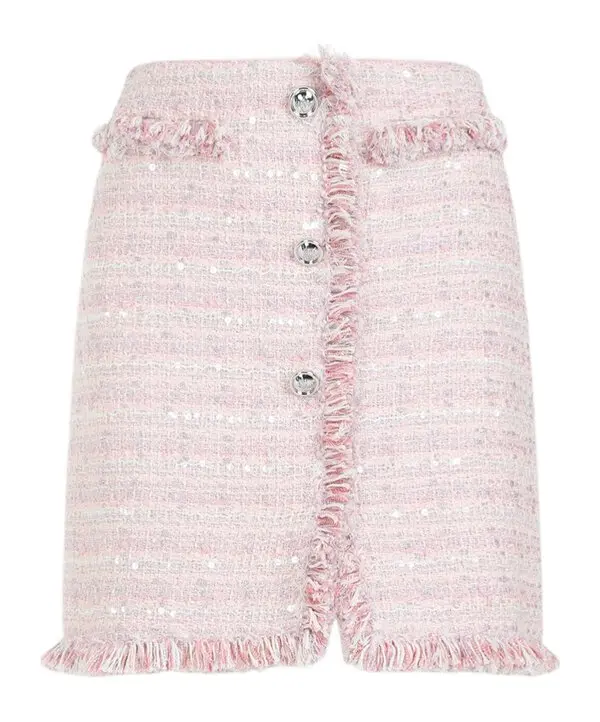 Giambattista Valli Fringe Tweed Skirt - Pink
