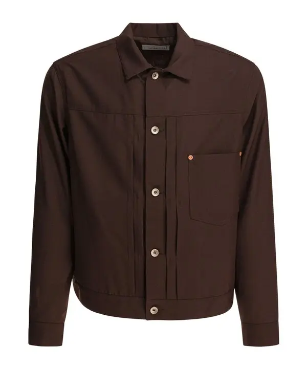Sacai Buttoned Straight Hem Jacket - Brown