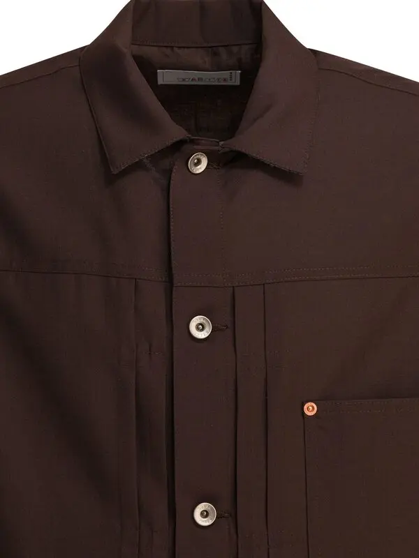 Sacai Buttoned Straight Hem Jacket - Brown