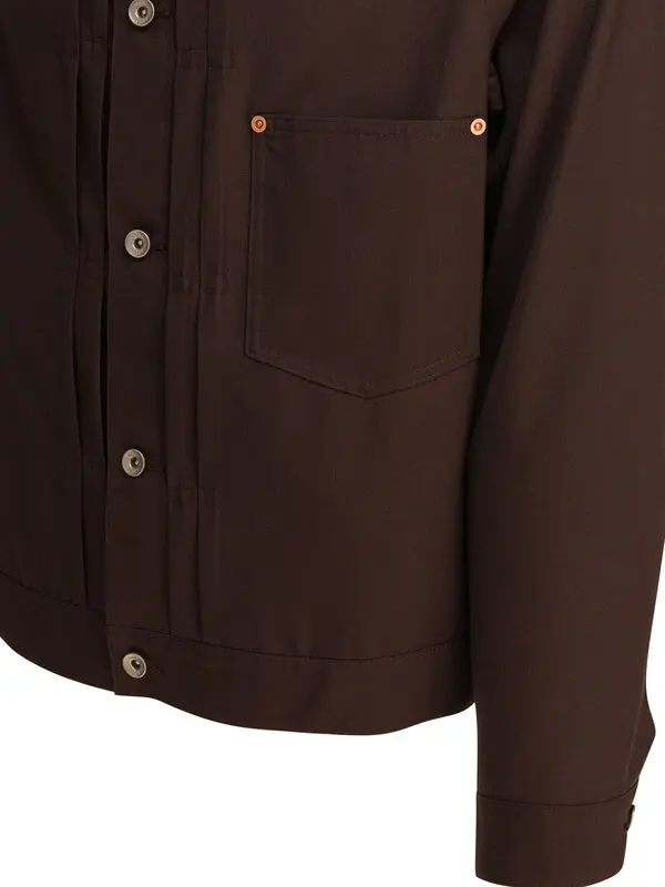 Sacai Buttoned Straight Hem Jacket - Brown
