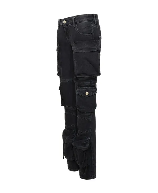 Attico Essie Straight-leg Cargo Jeans - Black