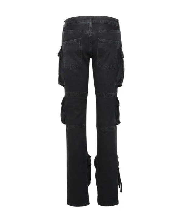Attico Essie Straight-leg Cargo Jeans - Black