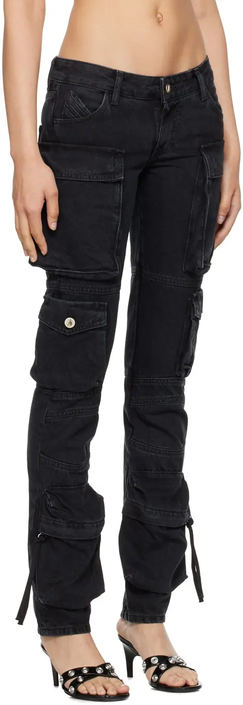 Attico Essie Straight-leg Cargo Jeans - Black