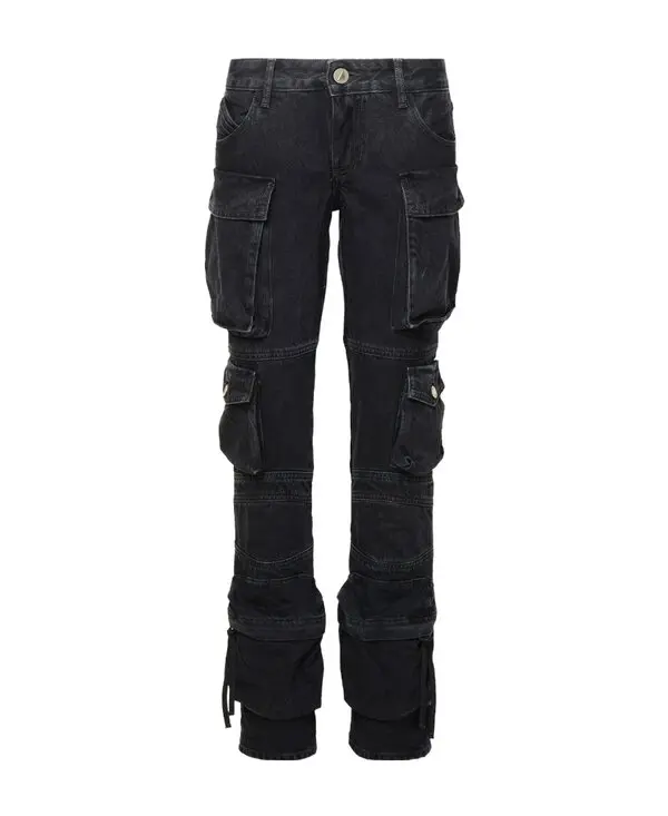 Attico Essie Straight-leg Cargo Jeans - Black