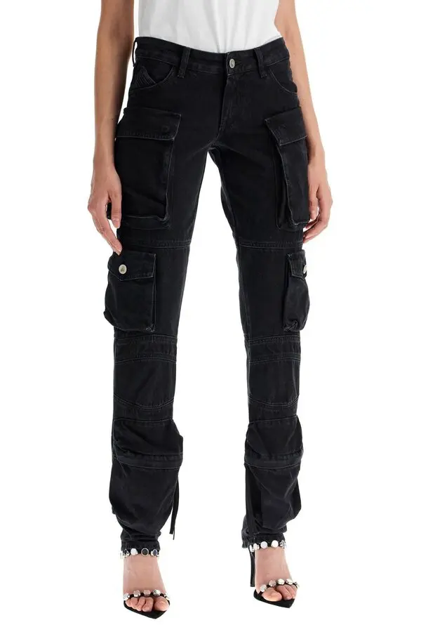 Attico Essie Straight-leg Cargo Jeans - Black