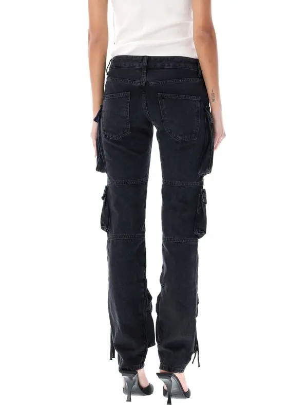 Attico Essie Straight-leg Cargo Jeans - Black