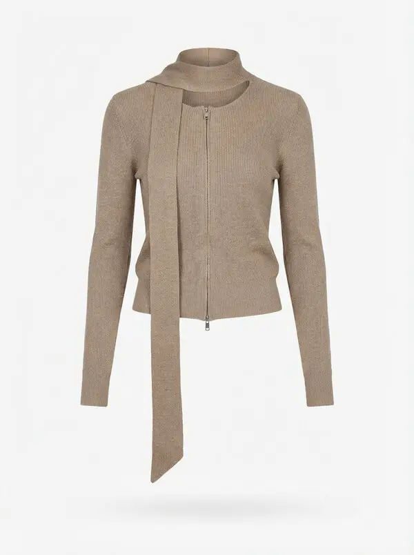 AYA MUSE Ribbed Knitted Jacket - Nude