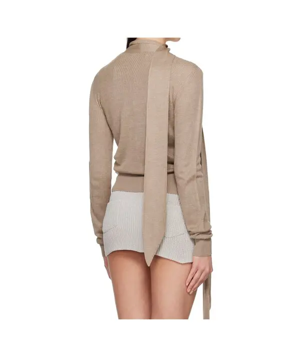 AYA MUSE Ribbed Knit Jacket With Integrated Scarf