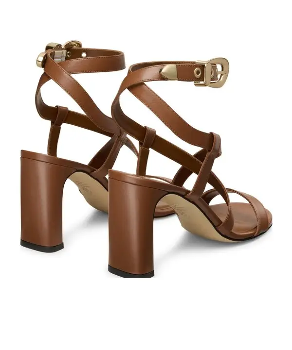 STUART WEITZMAN Round Toe High-heeled Sandals With Adjustable Ankle Strap