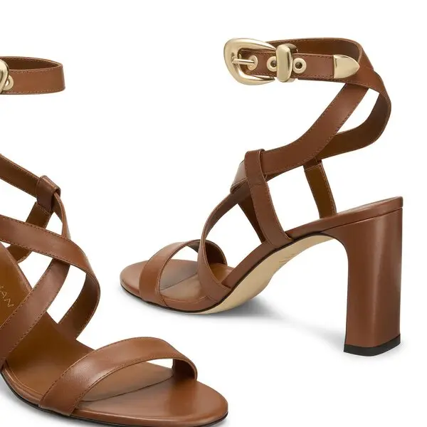 STUART WEITZMAN Round Toe High-heeled Sandals With Adjustable Ankle Strap