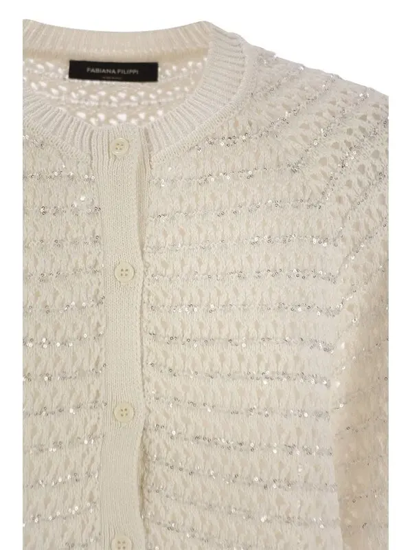 Fabiana Filippi Sequin-embellished Open-knit Cardigan