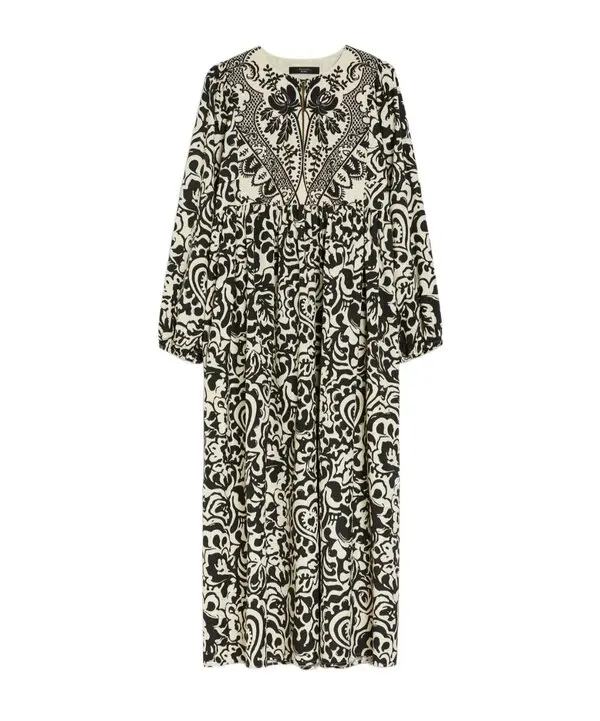 Max Mara Printed Cotton Poplin Midi Dress