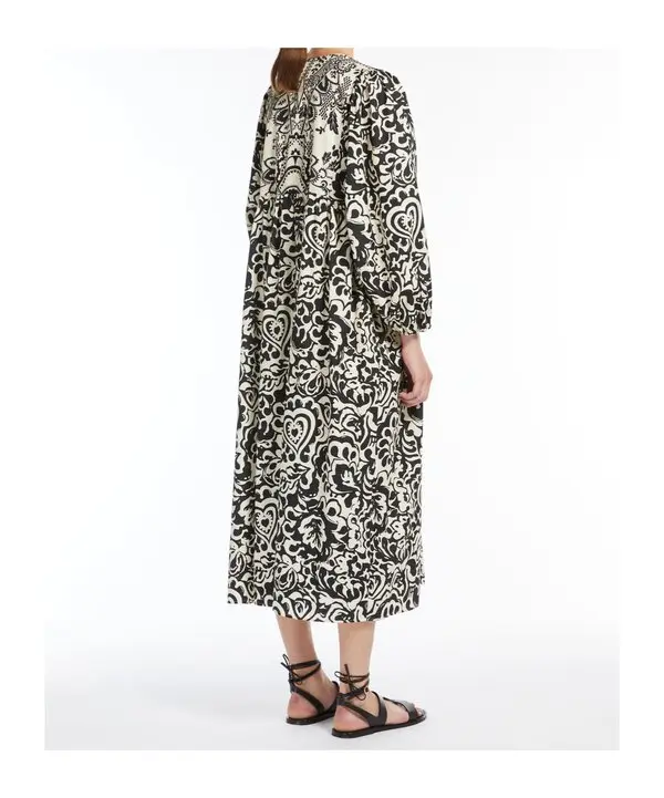 Max Mara Printed Cotton Poplin Midi Dress