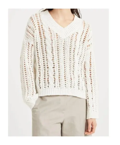 Brunello Cucinelli Cable-knit Mesh V-neck Jumper