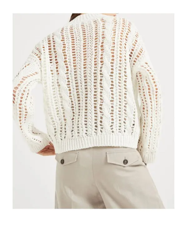 Brunello Cucinelli Cable-knit Mesh V-neck Jumper