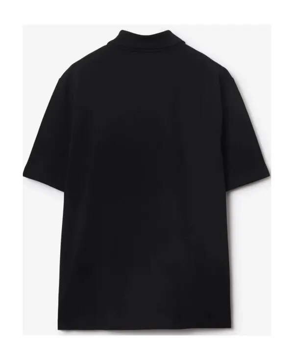 Burberry Logo Embroidered Short Sleeved Polo Shirt - Black