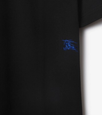 Burberry Logo Embroidered Short Sleeved Polo Shirt - Black