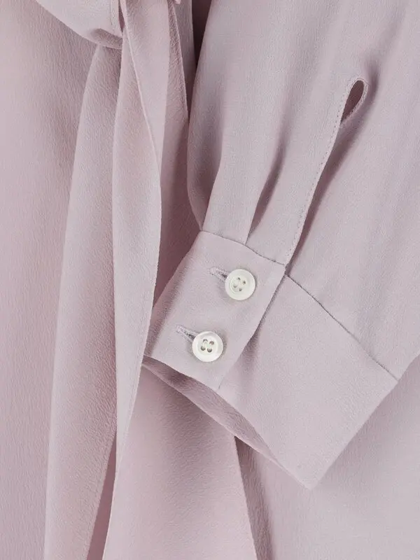Prada Long-sleeved V-neck Shirt With Bow Detail