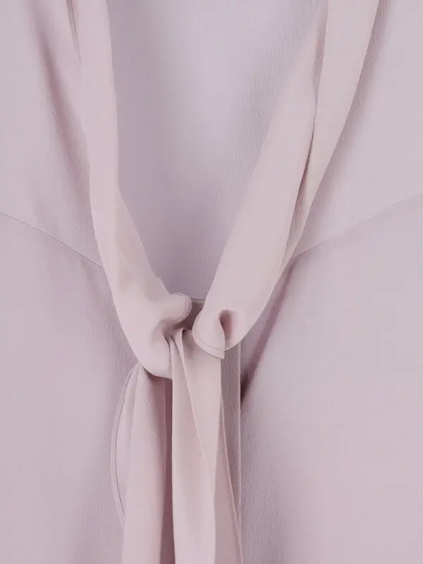 Prada Long-sleeved V-neck Shirt With Bow Detail