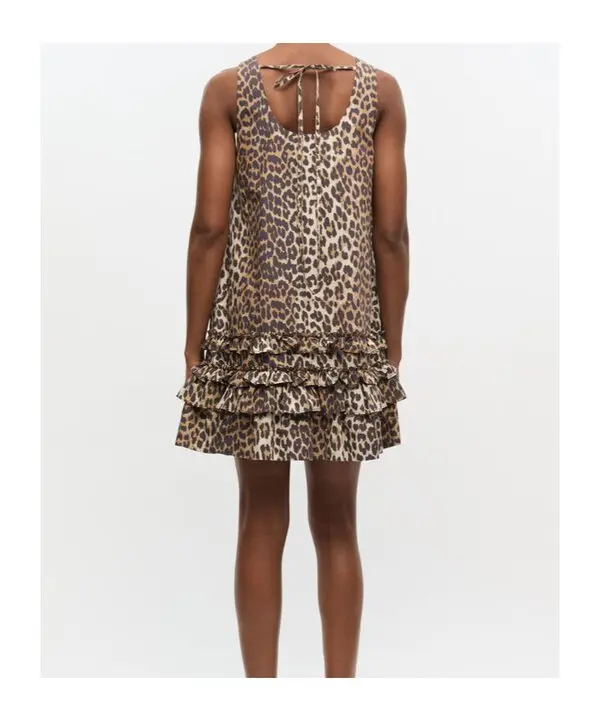 GANNI Leopard Print Sleeveless Mini Dress - Leopard Color
