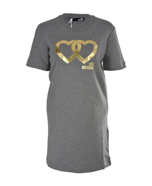 Moschino Grey Printed Dress With Round Neck And Short Sleeves