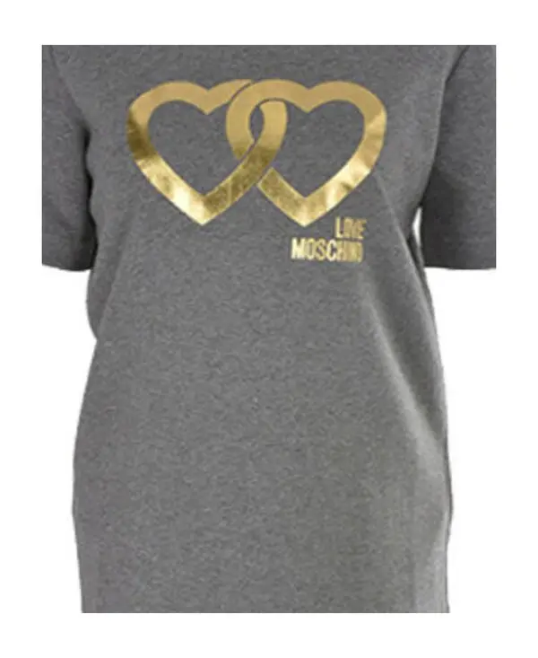 Moschino Grey Printed Dress With Round Neck And Short Sleeves