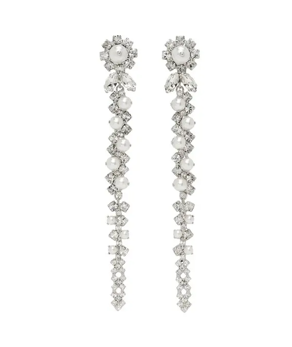 Simone Rocha Crystal And Faux Pearl Dangle Earrings - White