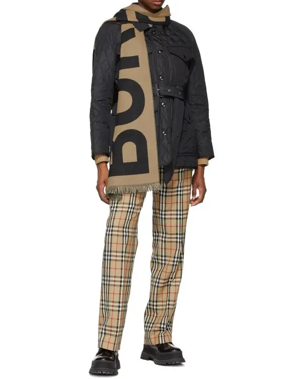 Burberry Logo Jacquard Fringed Edge Scarf