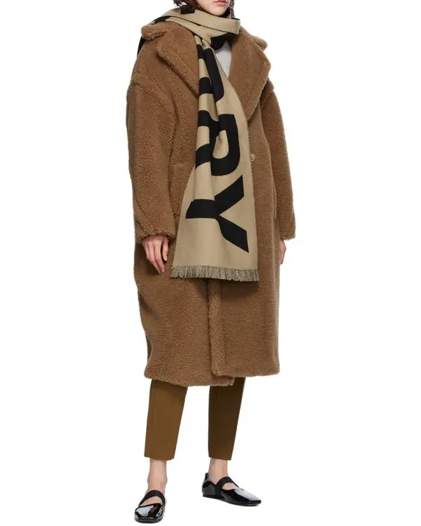 Burberry Logo Jacquard Fringed Edge Scarf