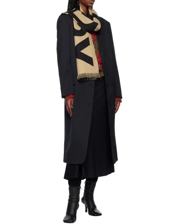 Burberry Logo Jacquard Fringed Edge Scarf
