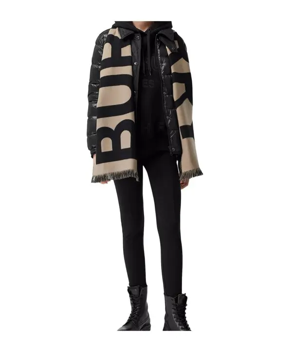 Burberry Logo Jacquard Fringed Edge Scarf