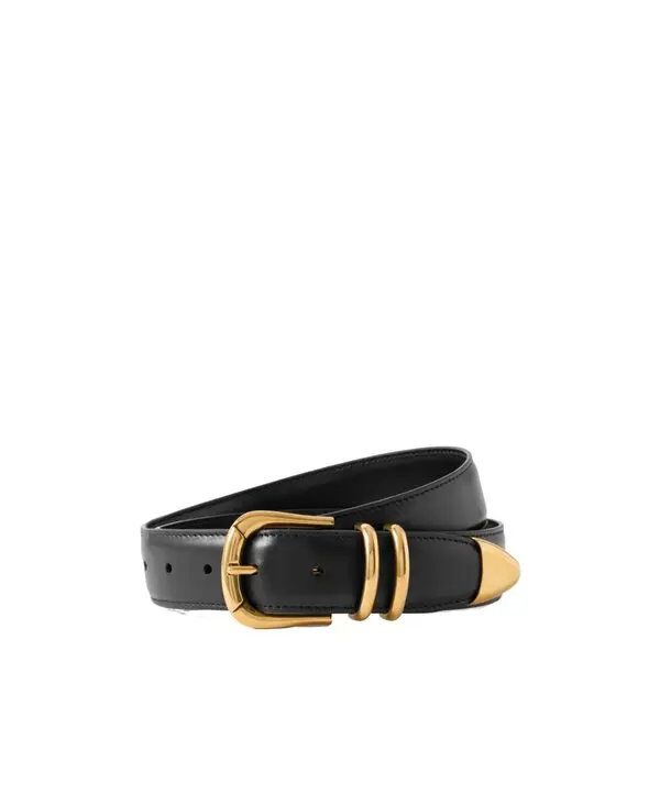 THE ROW Smooth Calfskin Belt With Gold Tone Hardware - Black