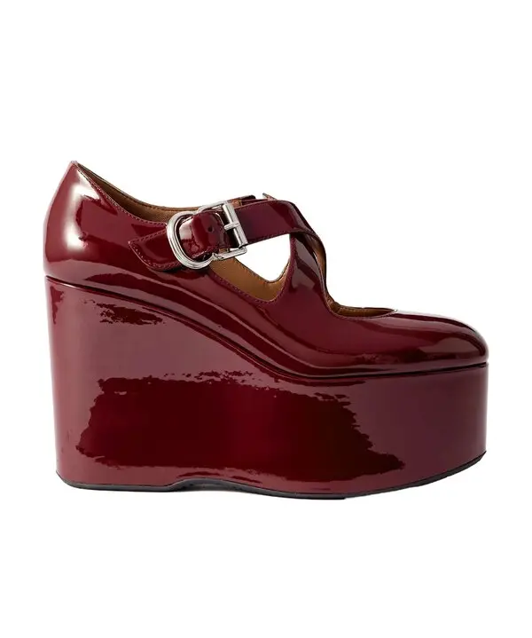 Alaïa Round Toe Wedge Mary Jane - Red